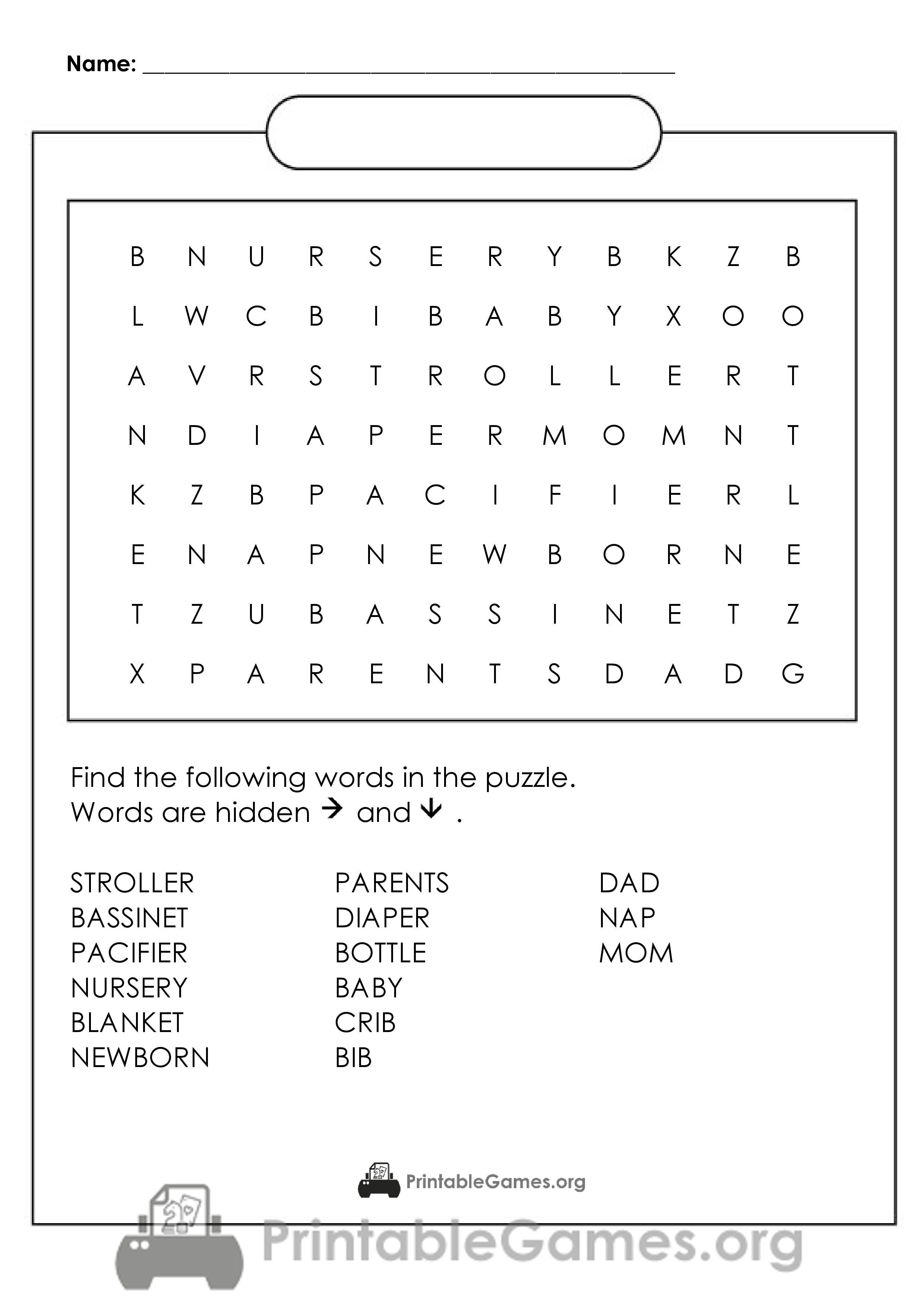 Basic Baby Shower Word Search With Answer Key Printable Games Basic Baby Shower Word Search With Answer Key Printable Games